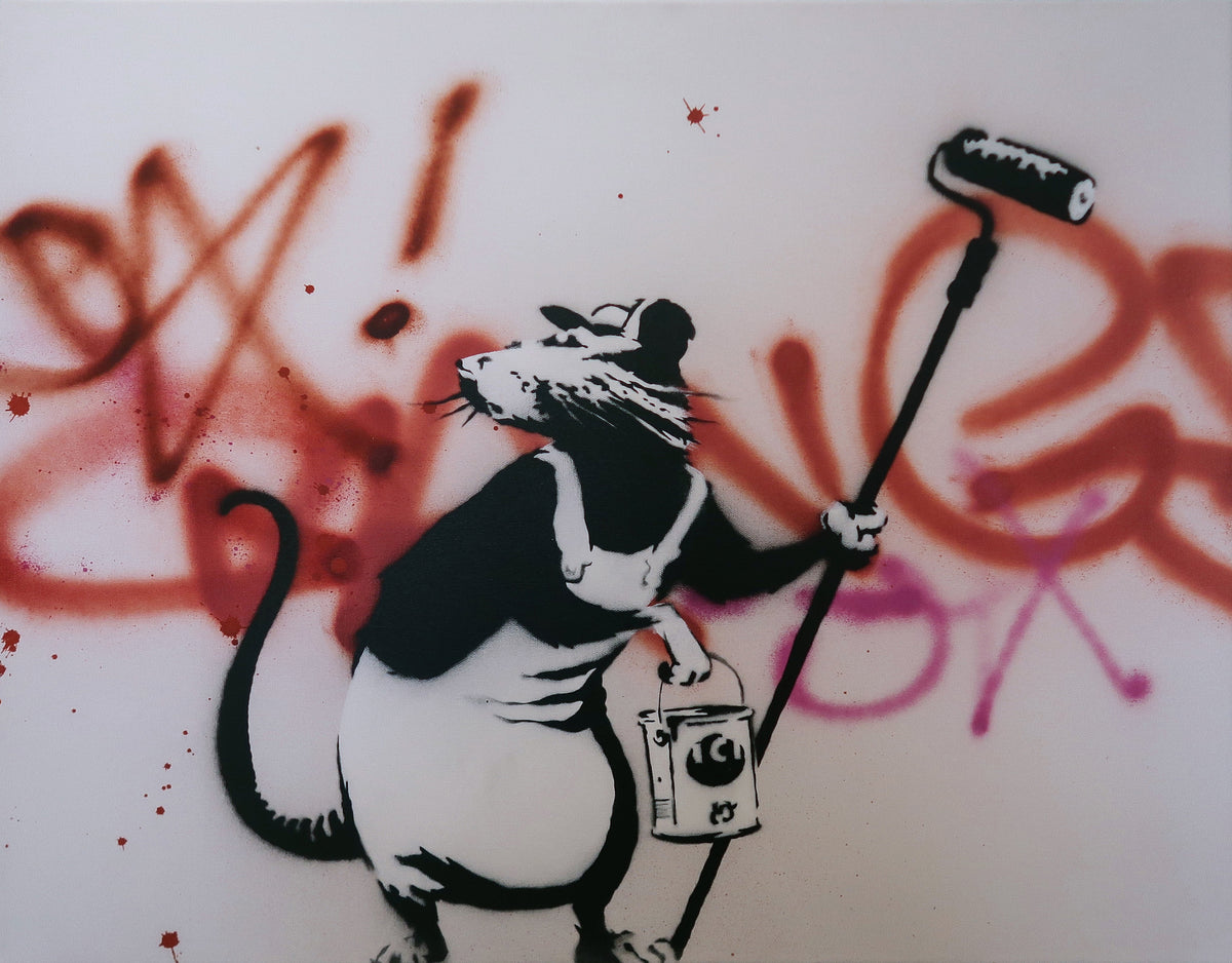 Framed 1 Panel - Banksy - Roller Rat – Love Print & Free shipping NZ