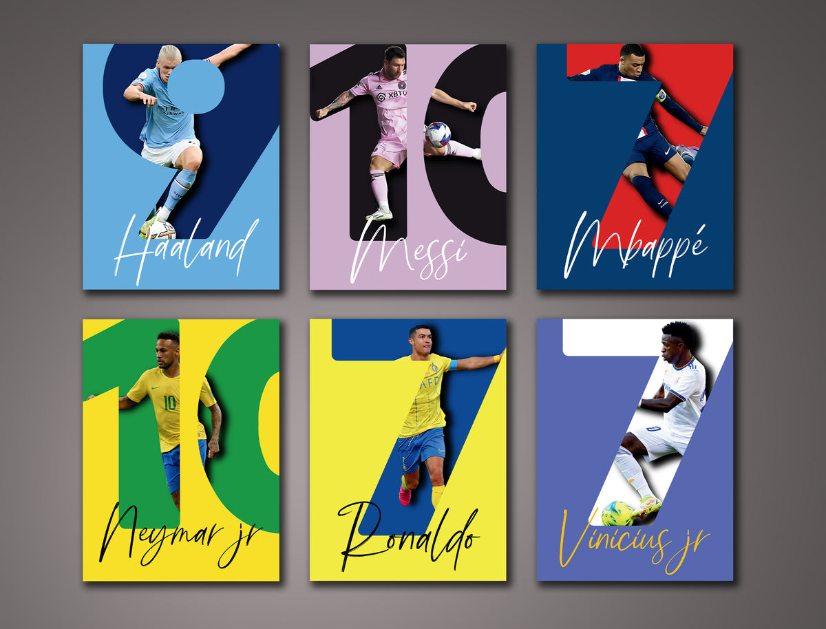 Framed 6 Panels - Football Stars – Love Print & Free shipping NZ