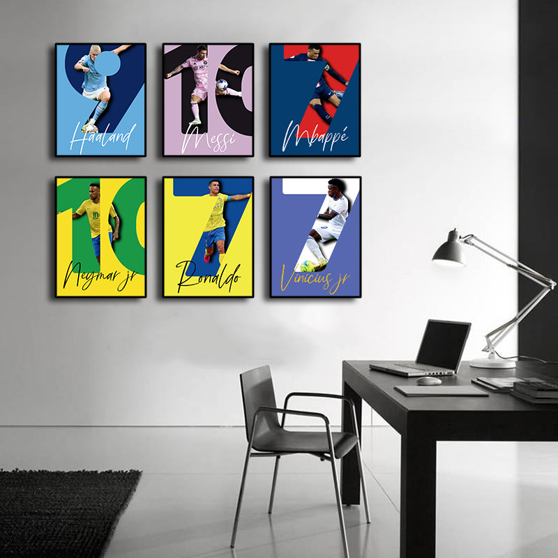 Framed 6 Panels - Football Stars – Love Print & Free shipping NZ