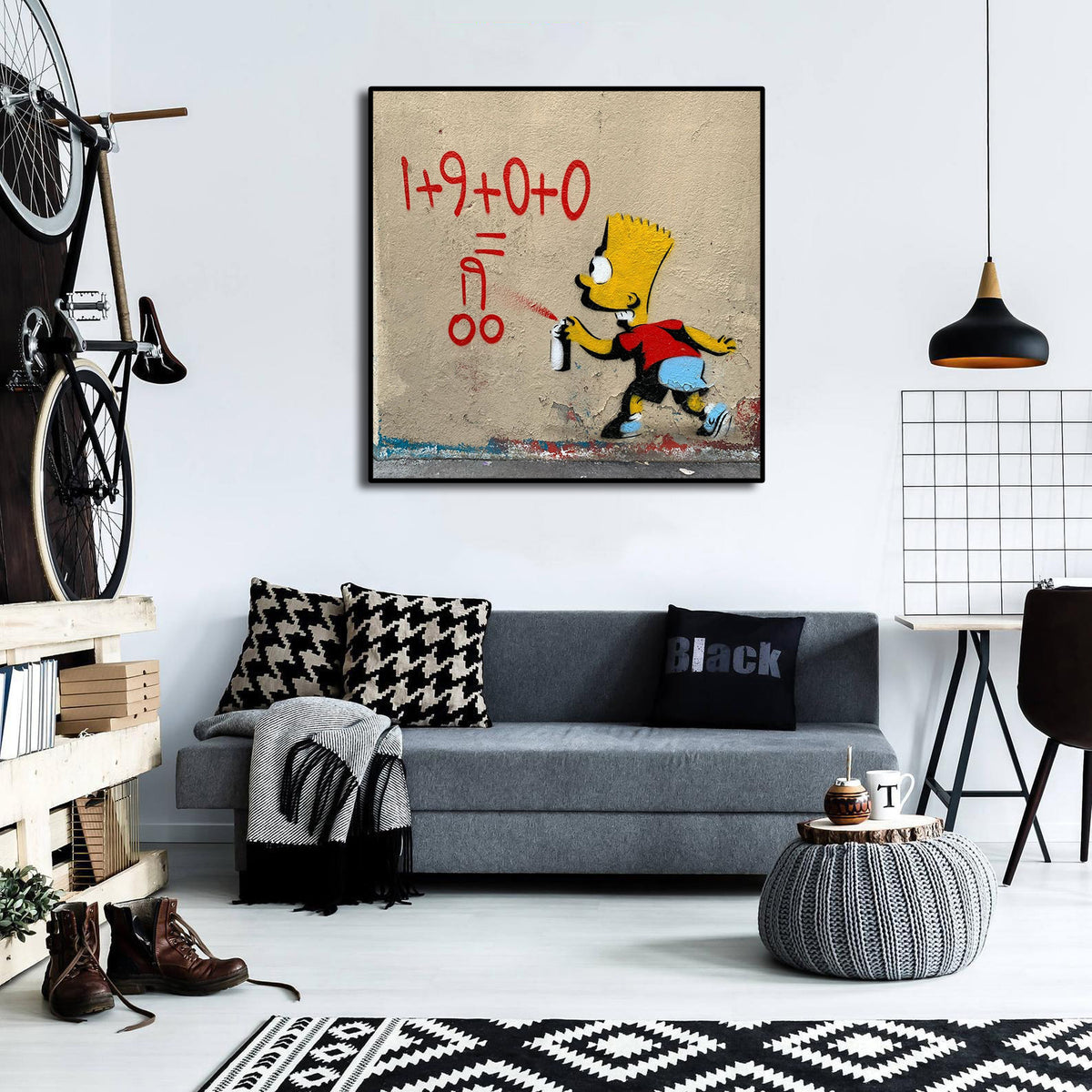 Pine Stretched Framed 1 Panel - Math with Bart Simpson – Love Print ...