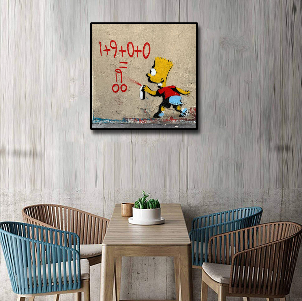 Pine Stretched Framed 1 Panel - Math with Bart Simpson – Love Print ...