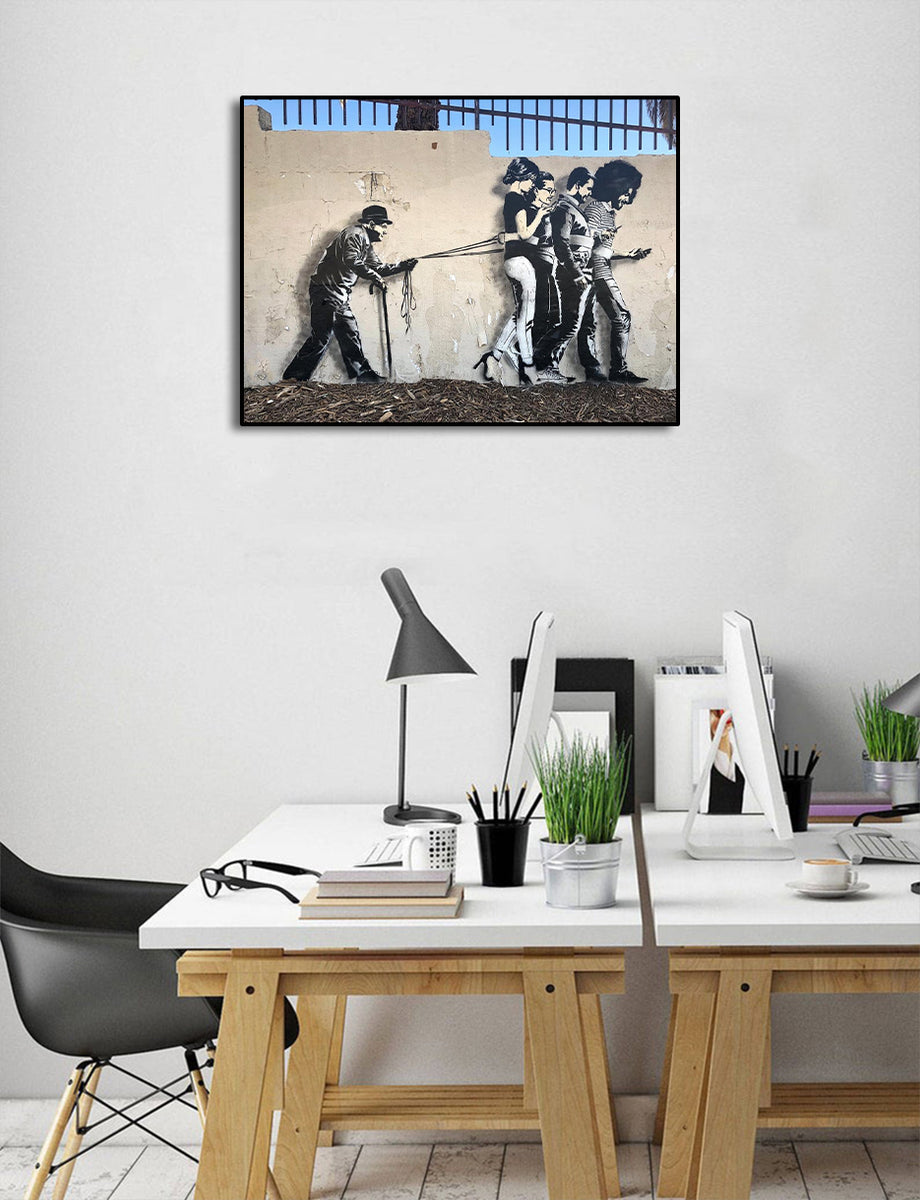 Framed 1 Panel - Street Art - Keep your humans on a leash at all times ...
