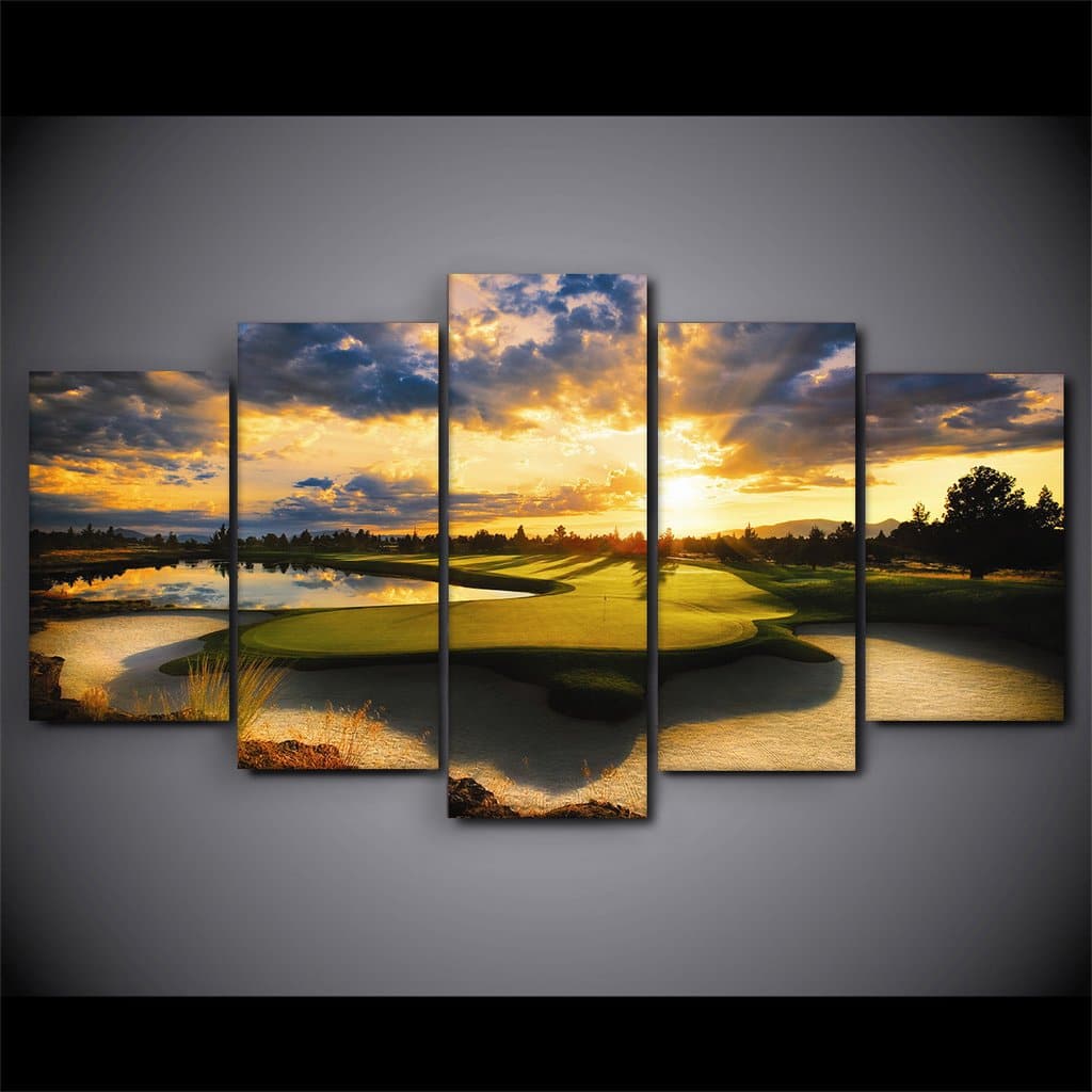 Pine Stretched Framed 5 Panels - Golf Course – Love Print & Free ...