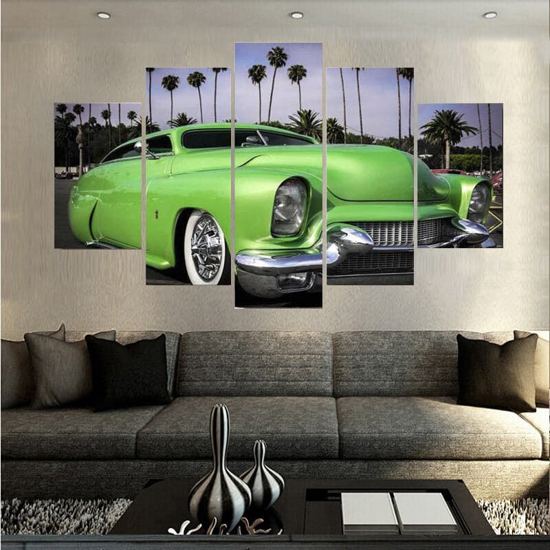 Pine Stretched Framed 5 Panels - Classic Car – Love Print & Free ...