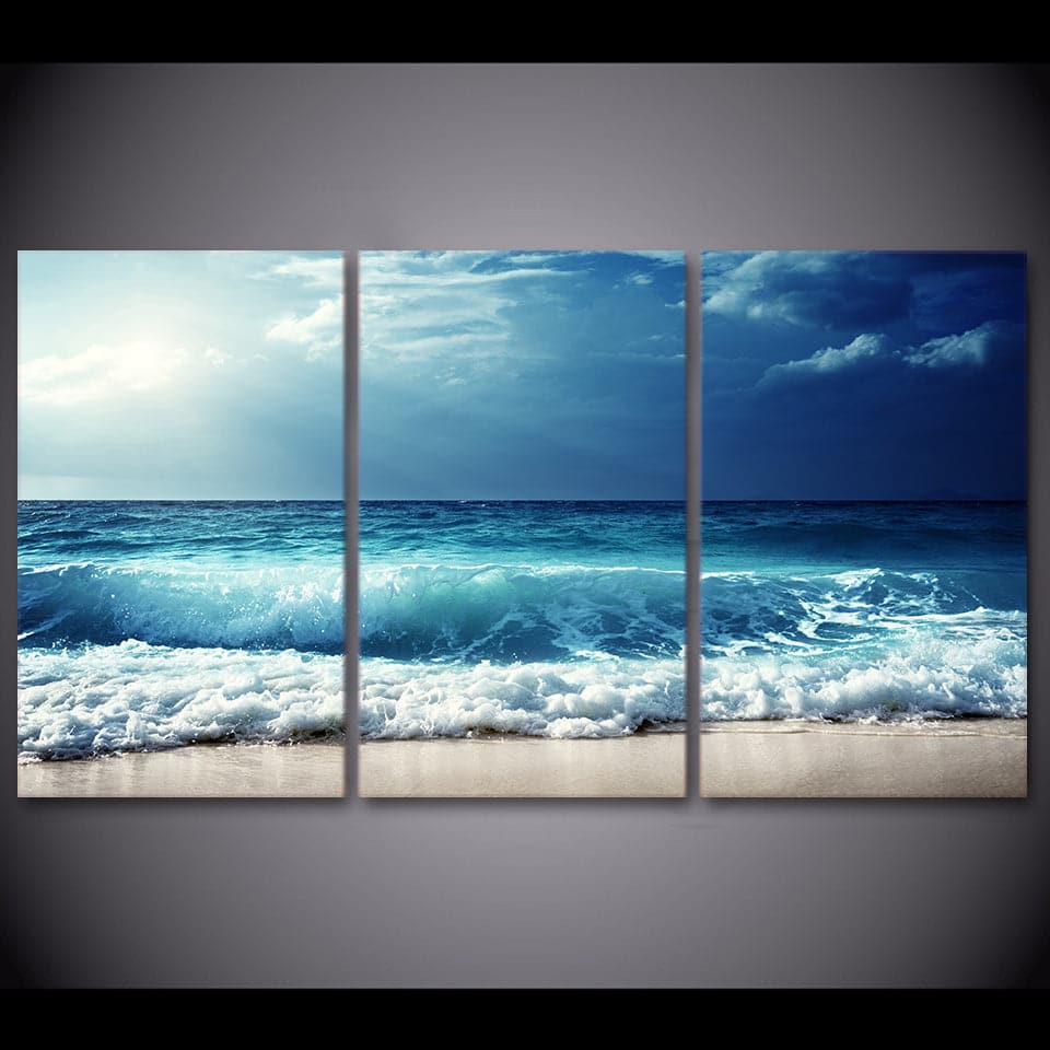 Pine Stretched Framed 3 Panels - Wave – Love Print & Free shipping NZ