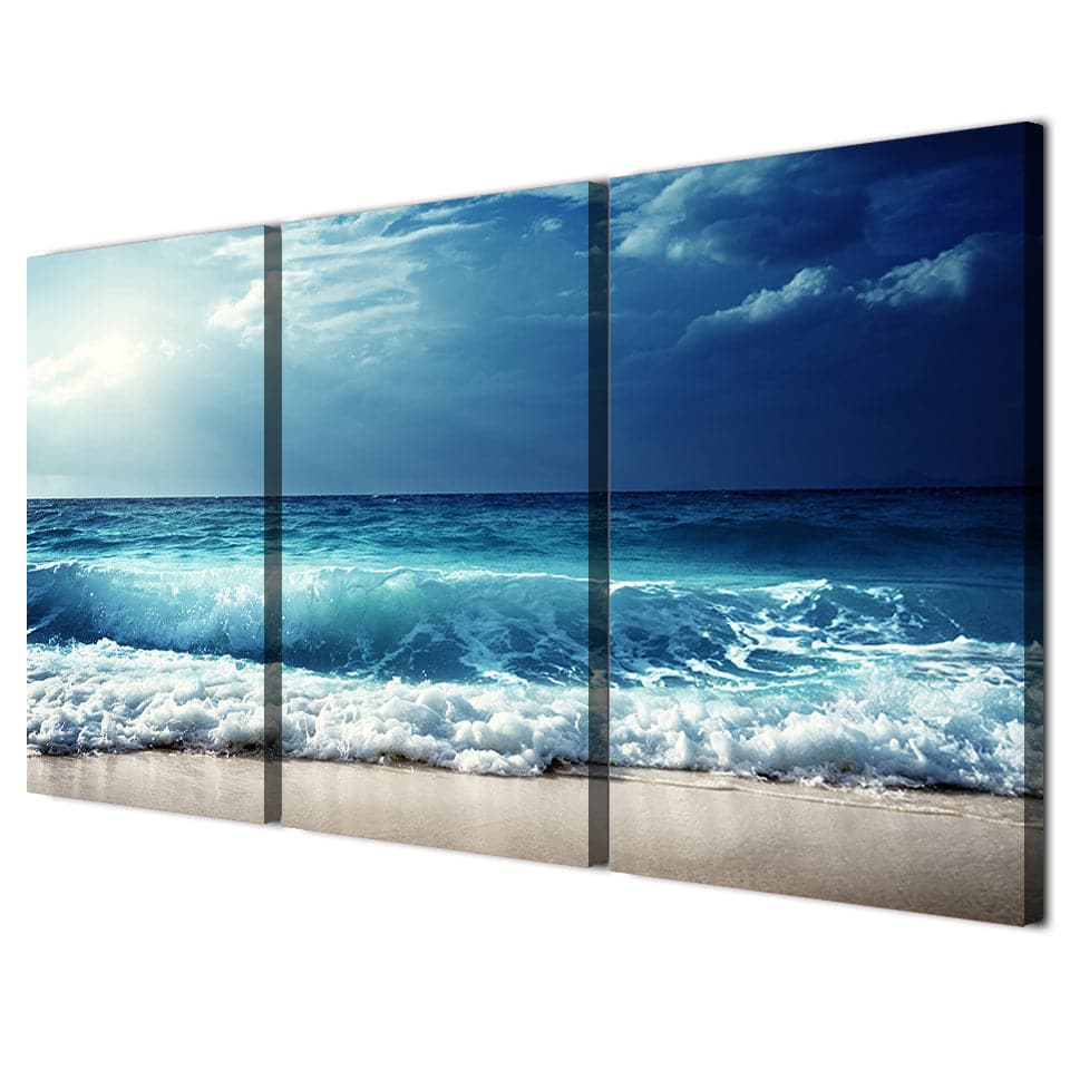 Pine Stretched Framed 3 Panels - Wave – Love Print & Free shipping NZ
