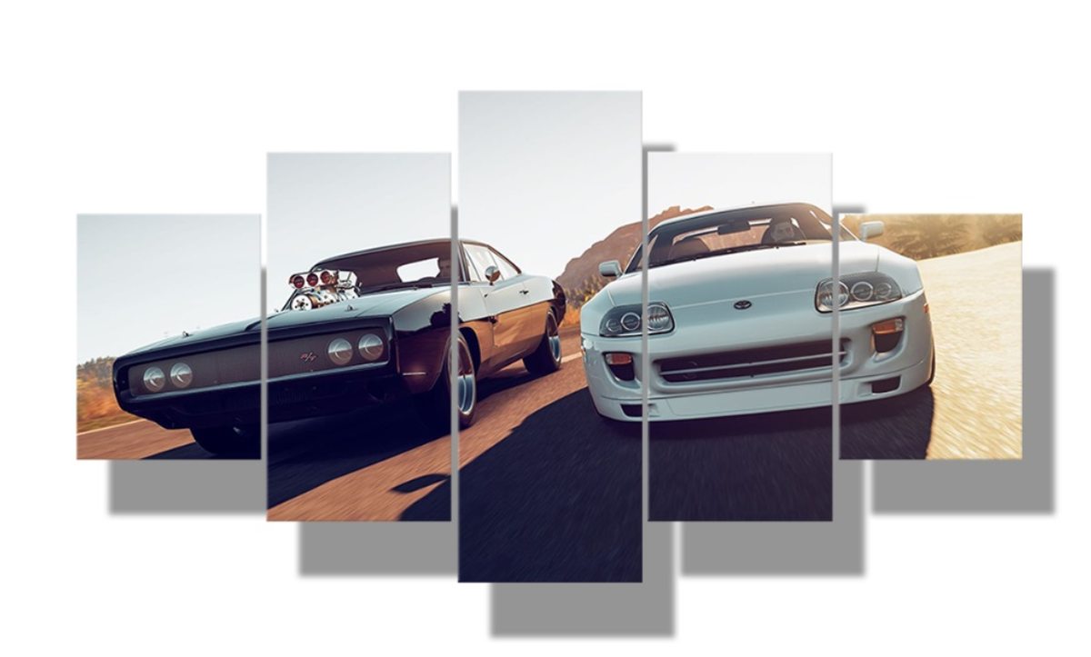 Framed 5 Panels - Fast and Furious – Love Print & Free shipping NZ