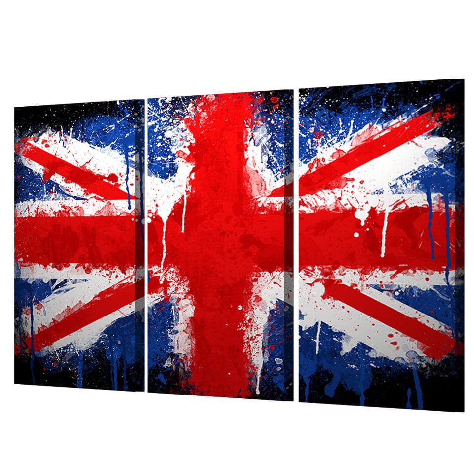 Pine Stretched Stretched 3 Panels - British flag – Love Print & Free ...