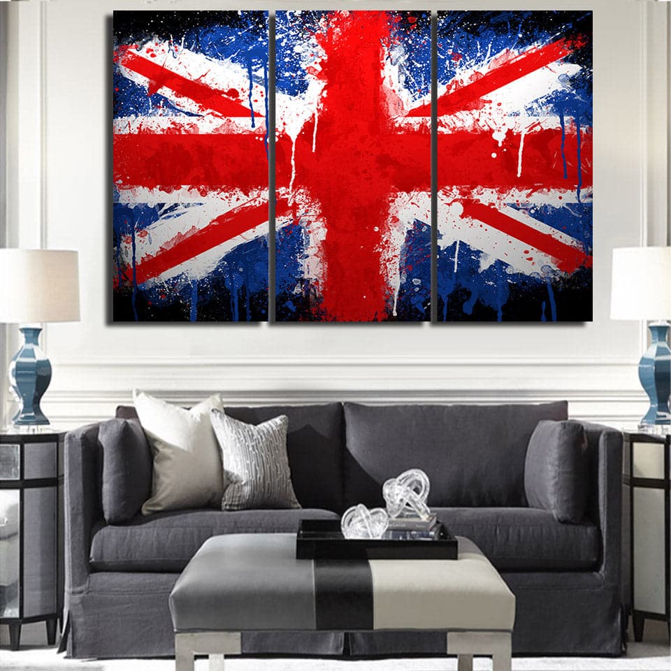 Pine Stretched Stretched 3 Panels - British flag – Love Print & Free ...
