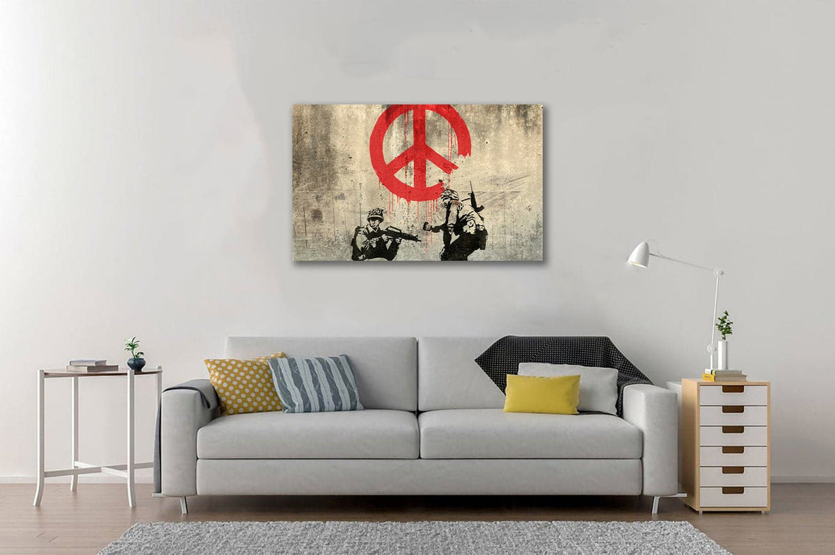 1 Panel - Banksy Soldiers Painting Peace – Love Print & Free shipping NZ